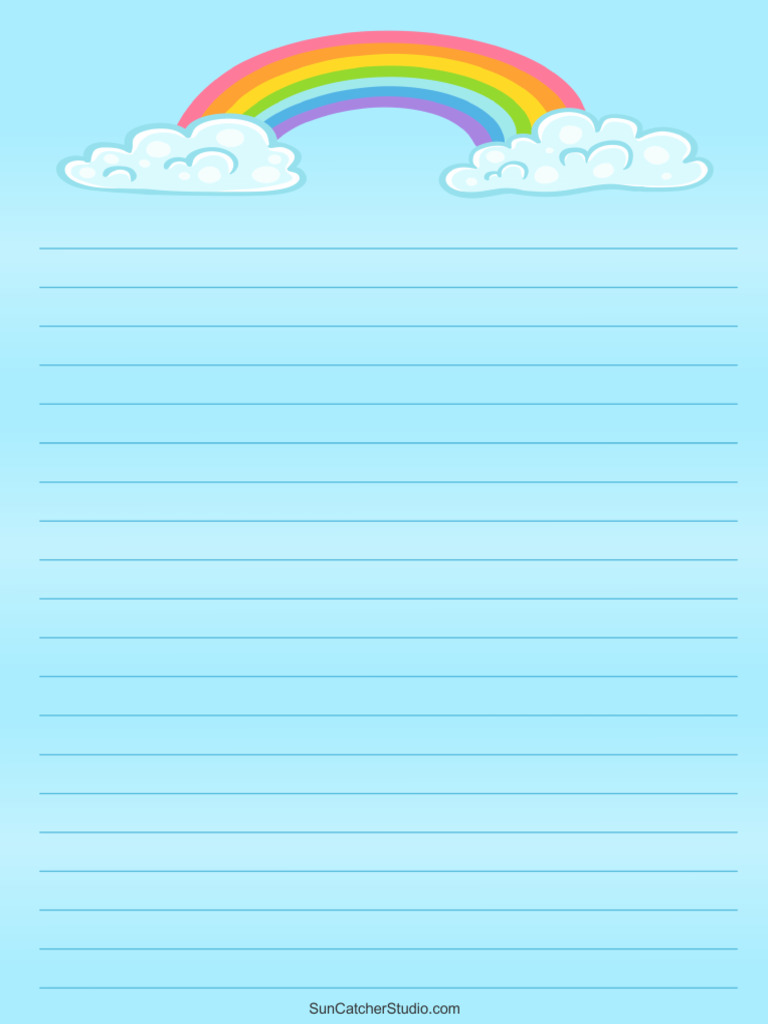Printable Lined Writing Paper Rainbow 55bbdd Aaeeff | PDF