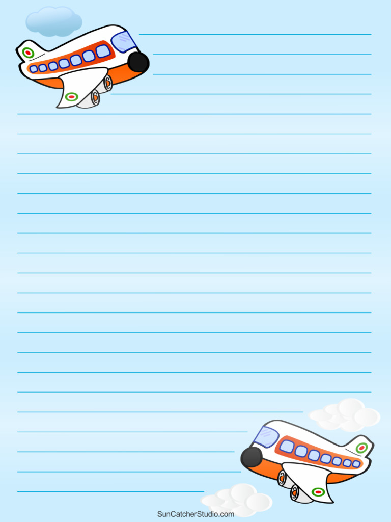 Printable Airplane Stationery Paper 00aadd Cceeff | PDF