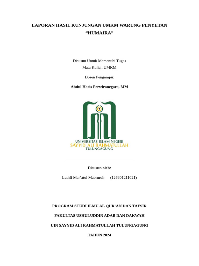 Laporan Kunjungan UMKM | PDF