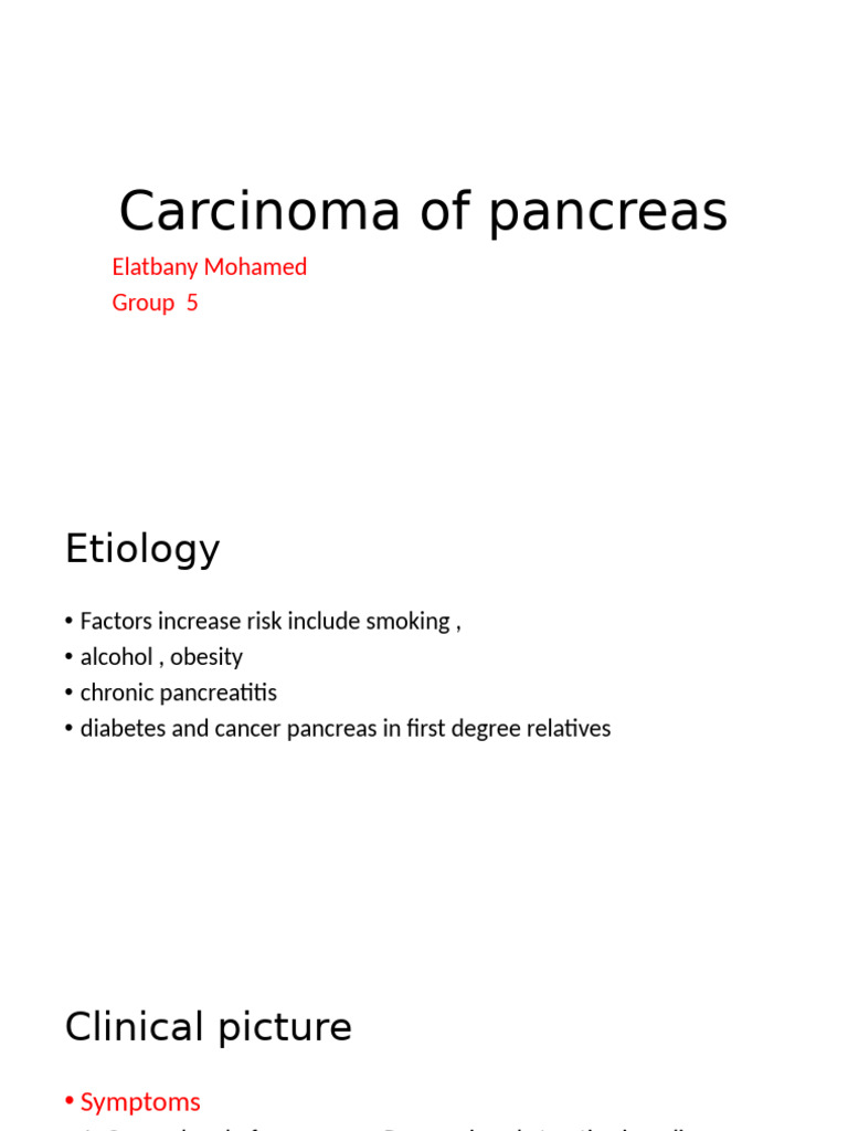 Carcinoma of Pancrease | PDF | Pancreas | Metastasis