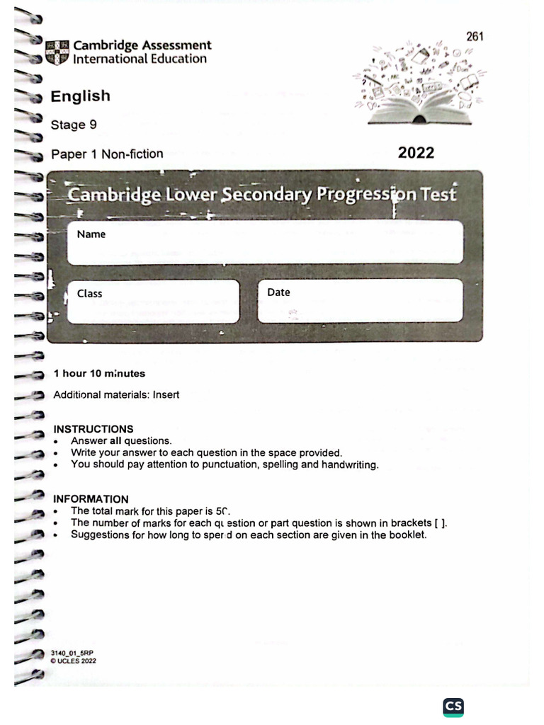 English Progression 2022 Paper 1 Stage 9 | PDF