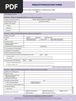 Cashless Insurance Pre-Auth Form | PDF