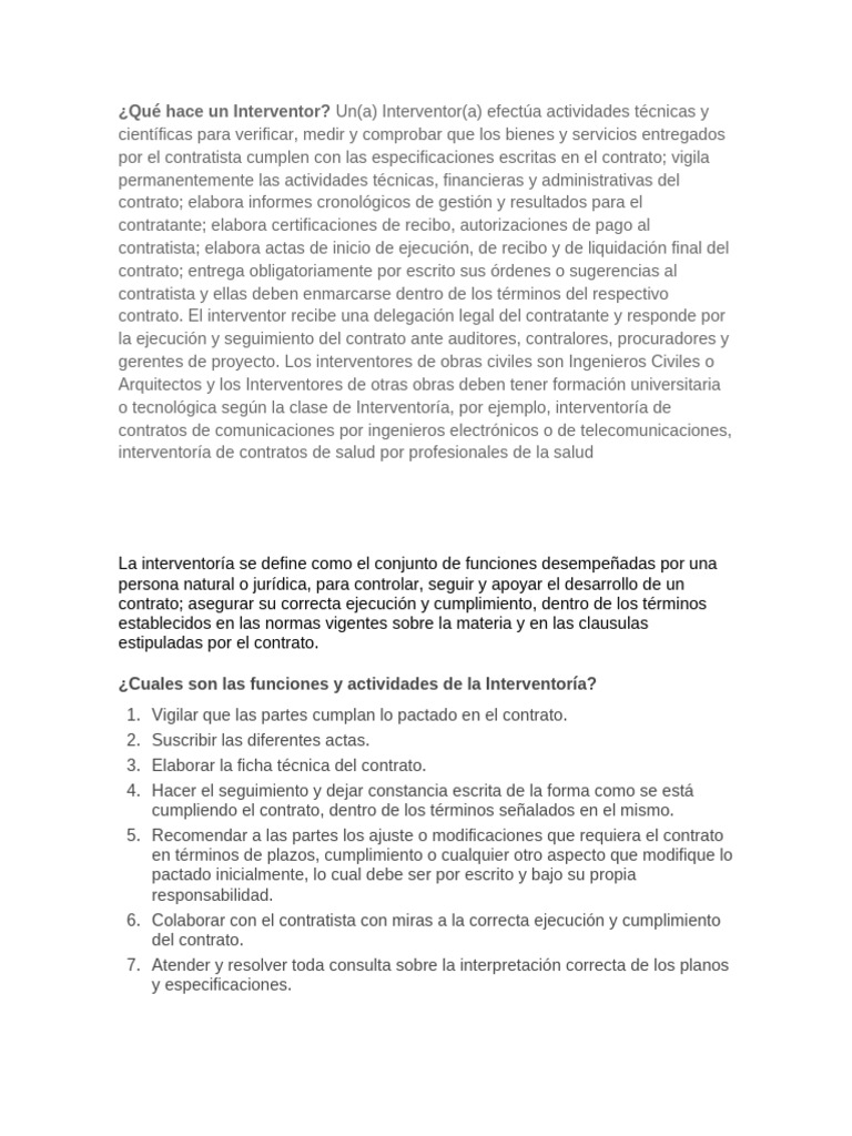 Funciones del Interventor en Proyectos | PDF | Contabilidad | Salario