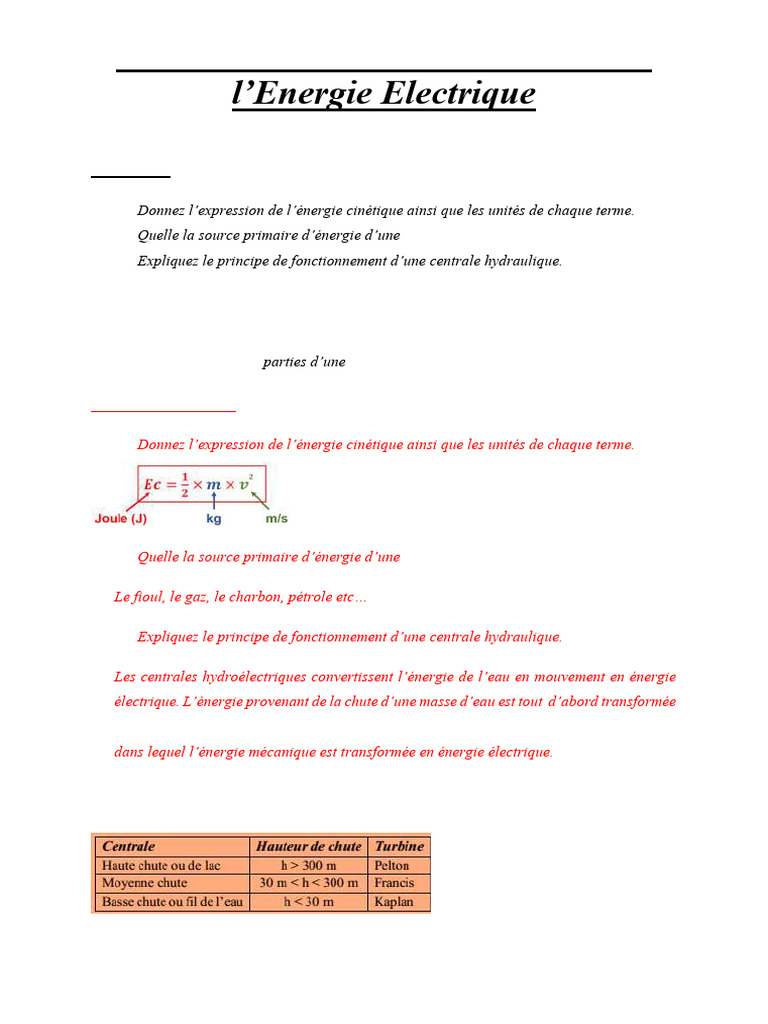 Exercices Corrigés Sur L énergie électrique Pdf Cogénération