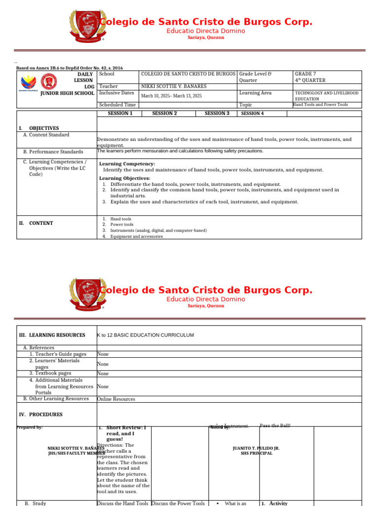 Grade 7 Technology Lesson Plan | PDF | Learning | Education Theory