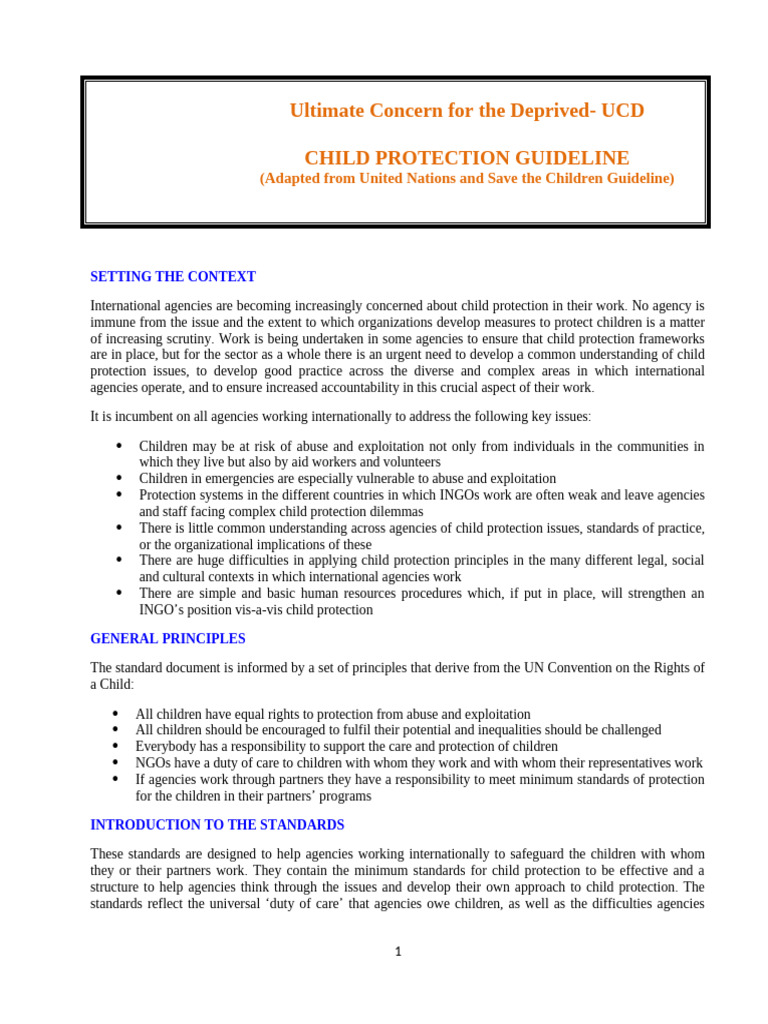 UCD In-House Child Protection Guideline | PDF | Child Protection | Policy