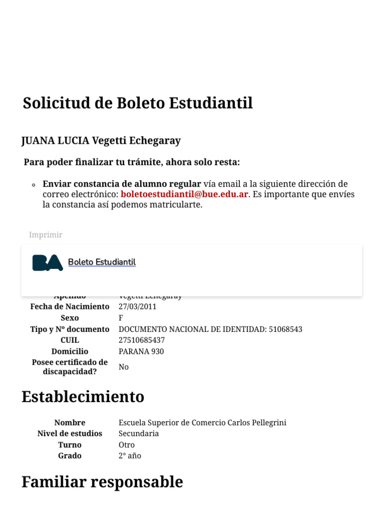 Boleto Estudiantil - Ministerio de Educación GCABA | PDF