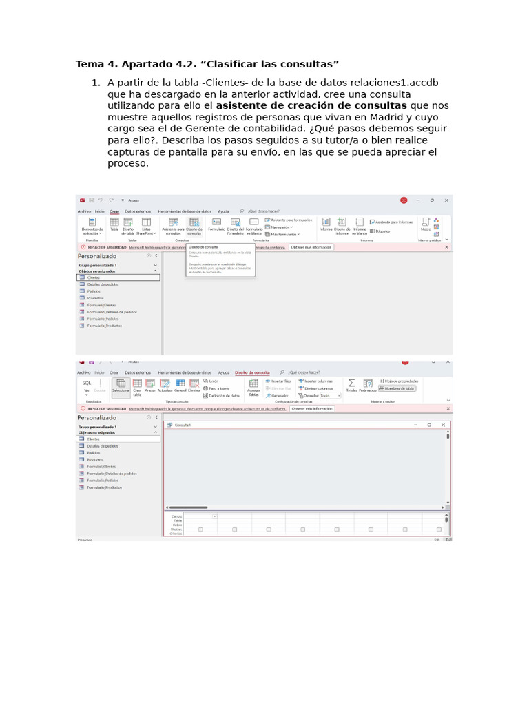 Consultas en Access: Tipos y Ejemplos | PDF | Bases de datos | Informática