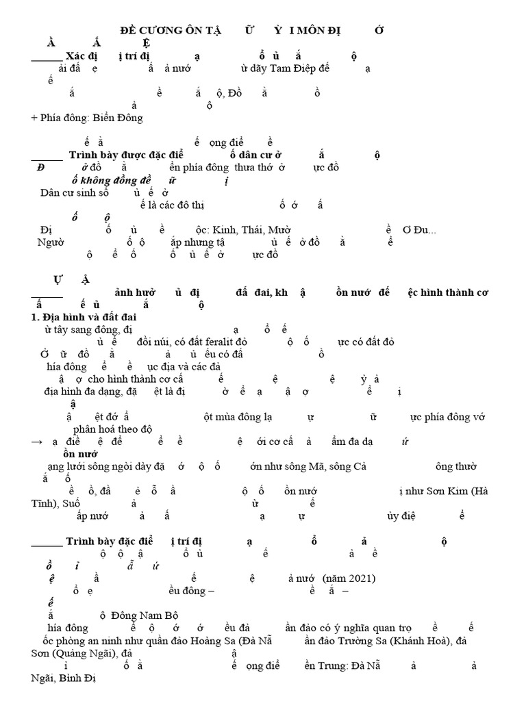 Đề Cương Ôn Tập Giữa Kì 2.DL9 | PDF