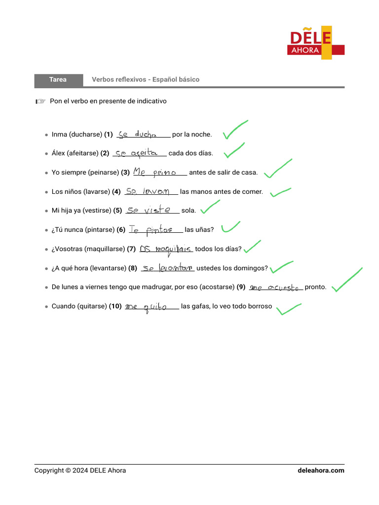 Verbos Reflexivos Espanol Basico | PDF