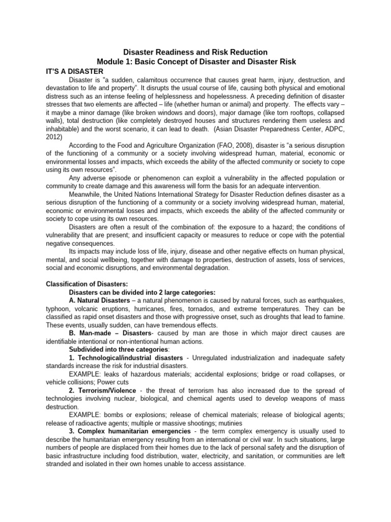 Disaster Readiness and Risk Reduction W1 | PDF | Hazards | Risk