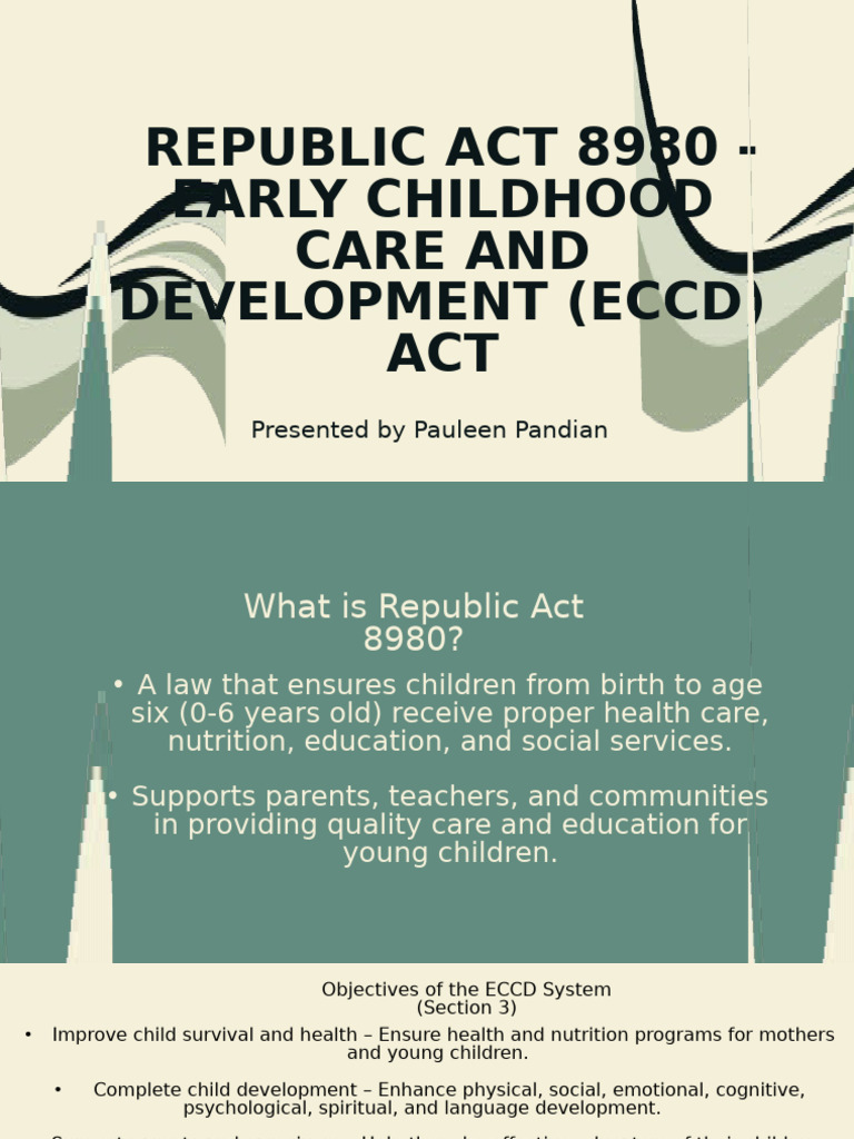 Republic Act 8980 - Early Childhood Care and Development (ECCD) Act | PDF | Child Care | Early ...