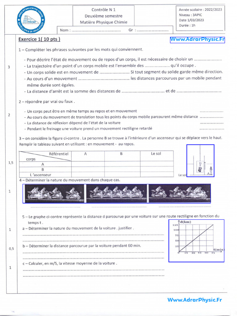 Devoir - 4 $ 1 S1 Physique 3ACFr (Www.adrarPhysic.fr) | PDF