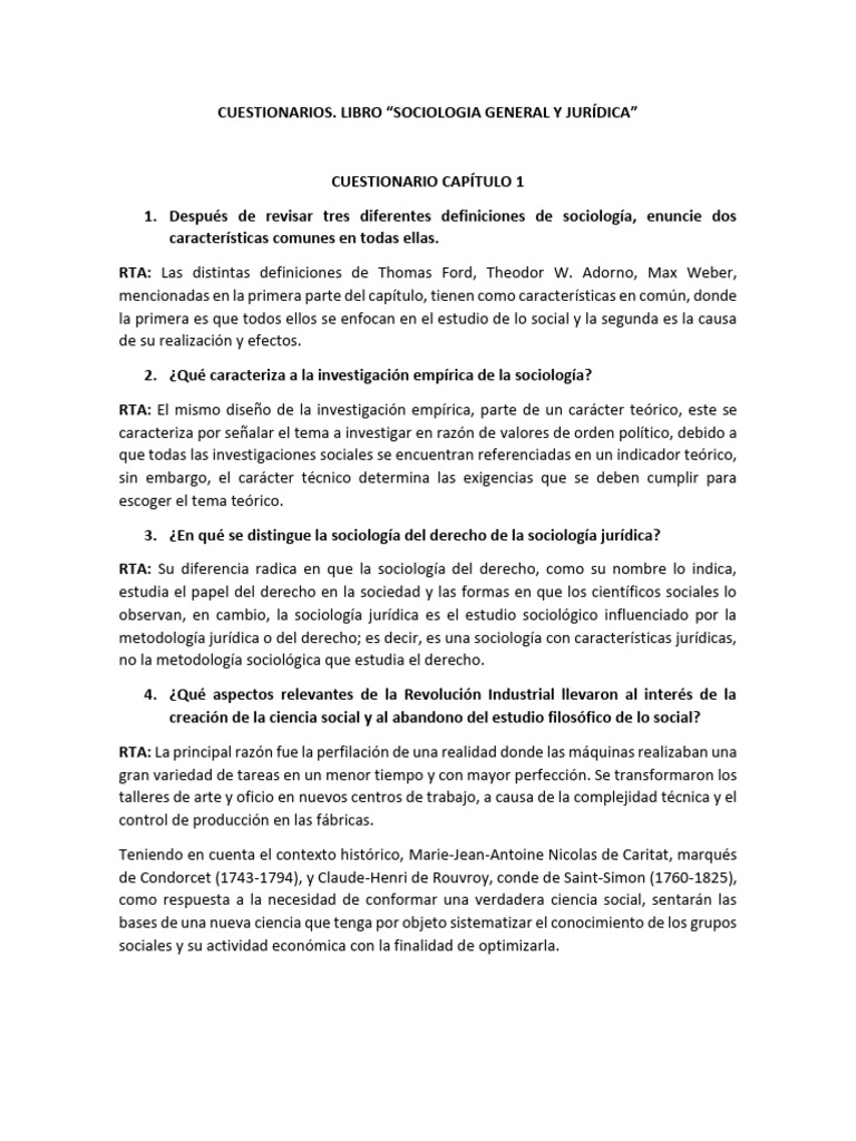 CUESTIONARIOS 1 Y 2 | PDF | marxismo | Sociología