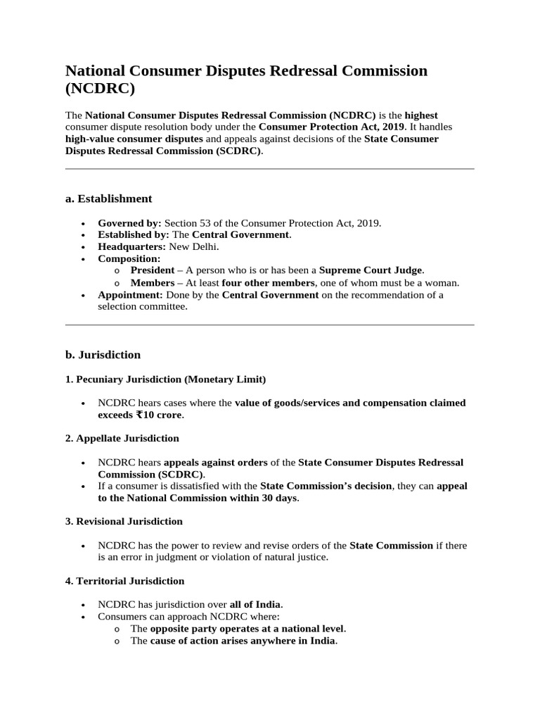 National Consumer Disputes Redressal Commission | PDF