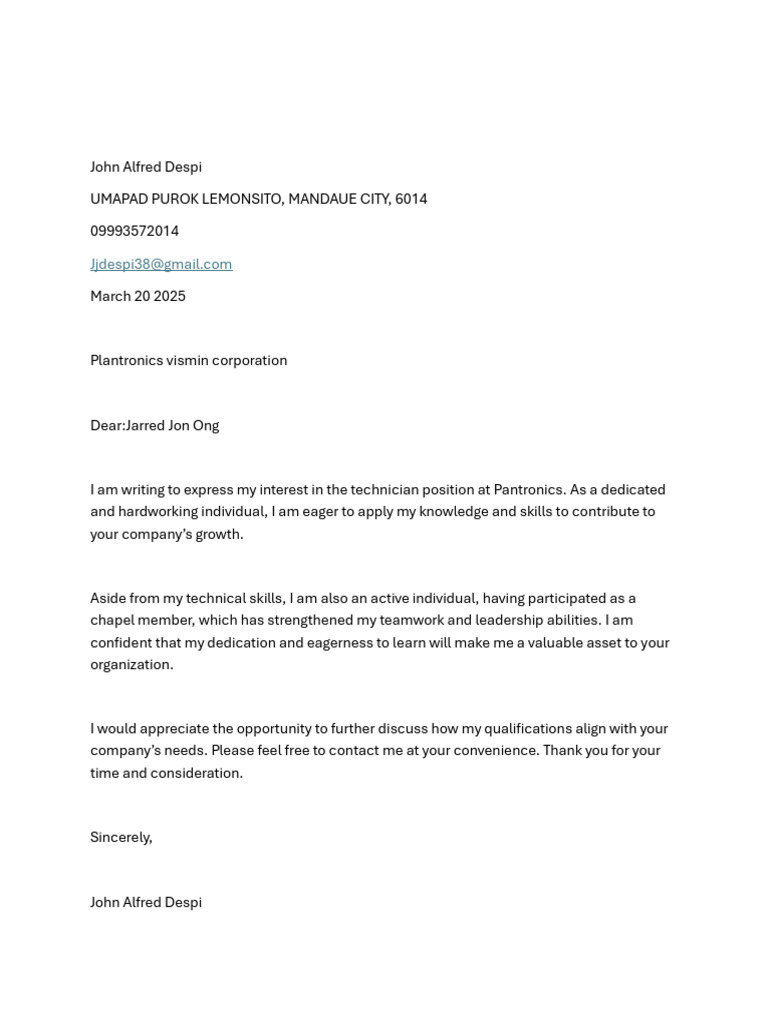 Application Letter 2.1 | PDF