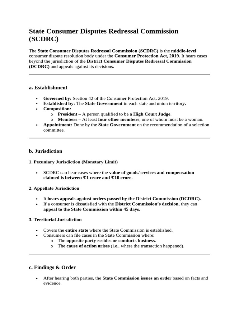 State Consumer Disputes Redressal Commission | PDF | Jurisdiction | Lawsuit