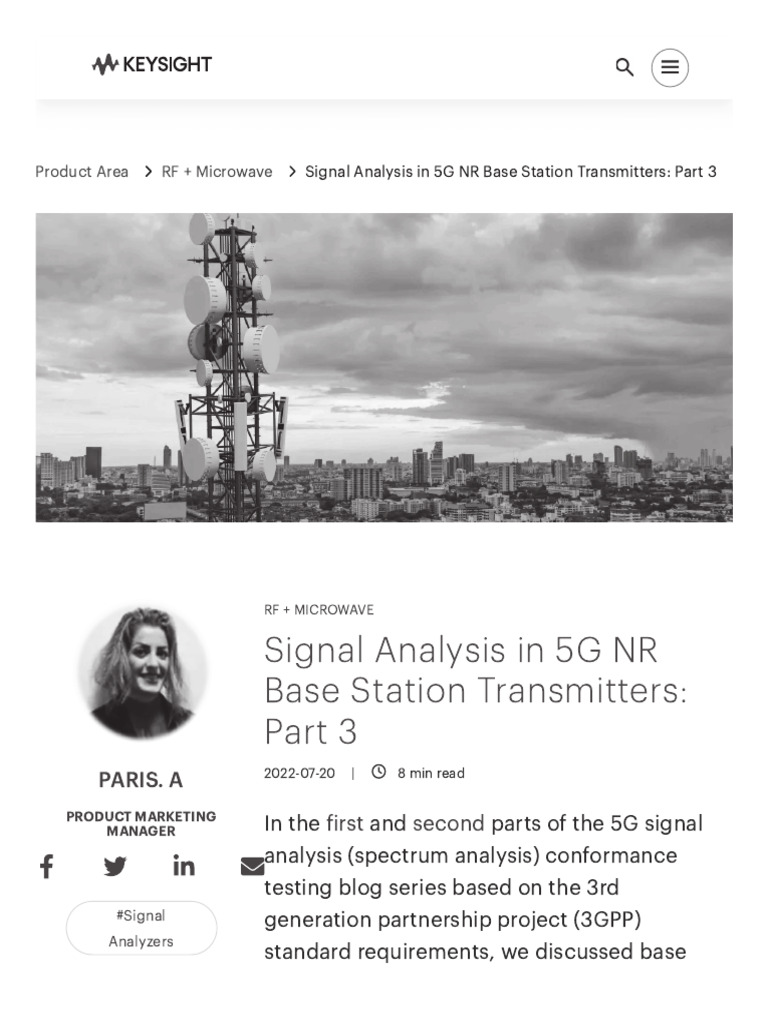 Signal Analysis in 5G NR Base Station Transmitters - Part 3 - Keysight ...