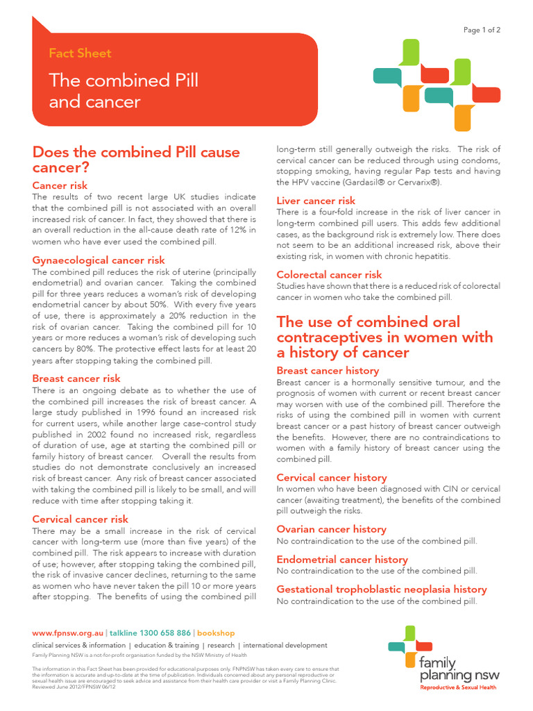 Combined Pill and Cancer Risks Explained | PDF | Combined Oral ...