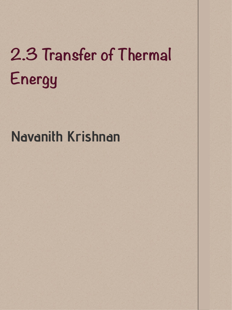 2.3 Transfer of Thermal Energy | PDF