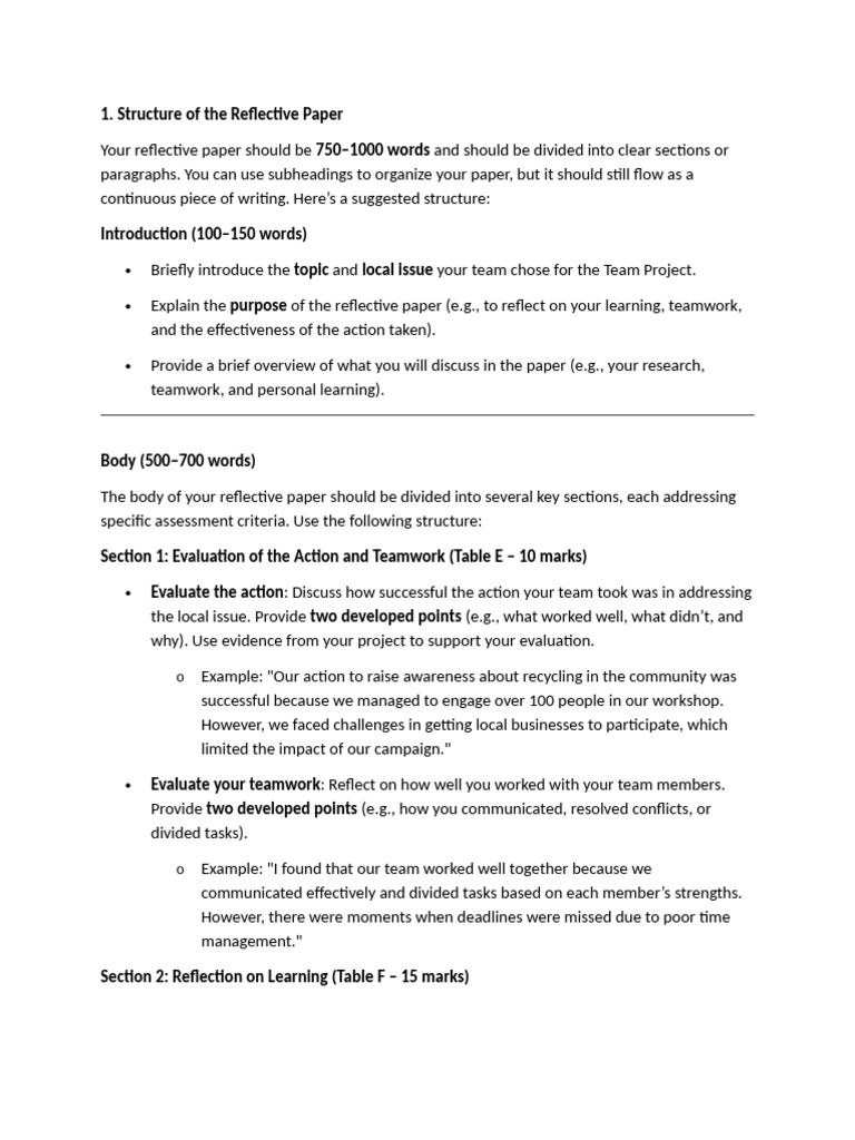 Reflective Paper Sample (How To Write) | PDF | Evaluation | Citation