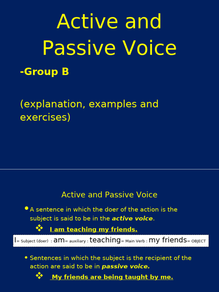 Active and Passive Voice | PDF | Verb | Grammatical Tense