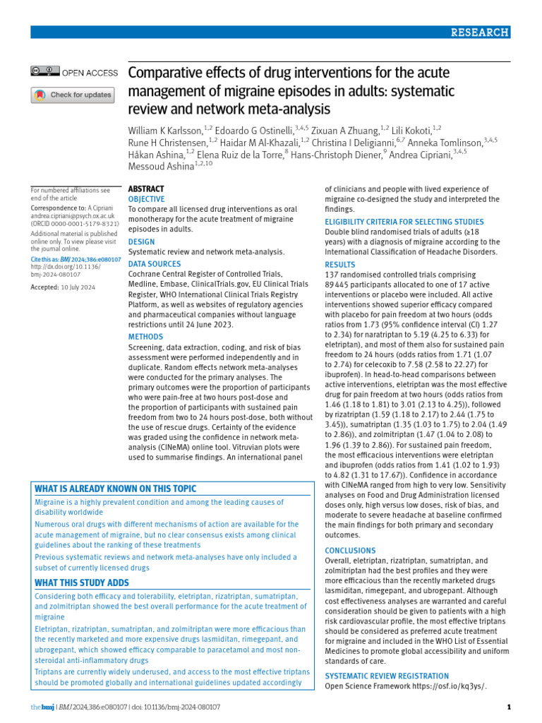 bmj-2024-080107.full | PDF | Migraine | Meta Analysis