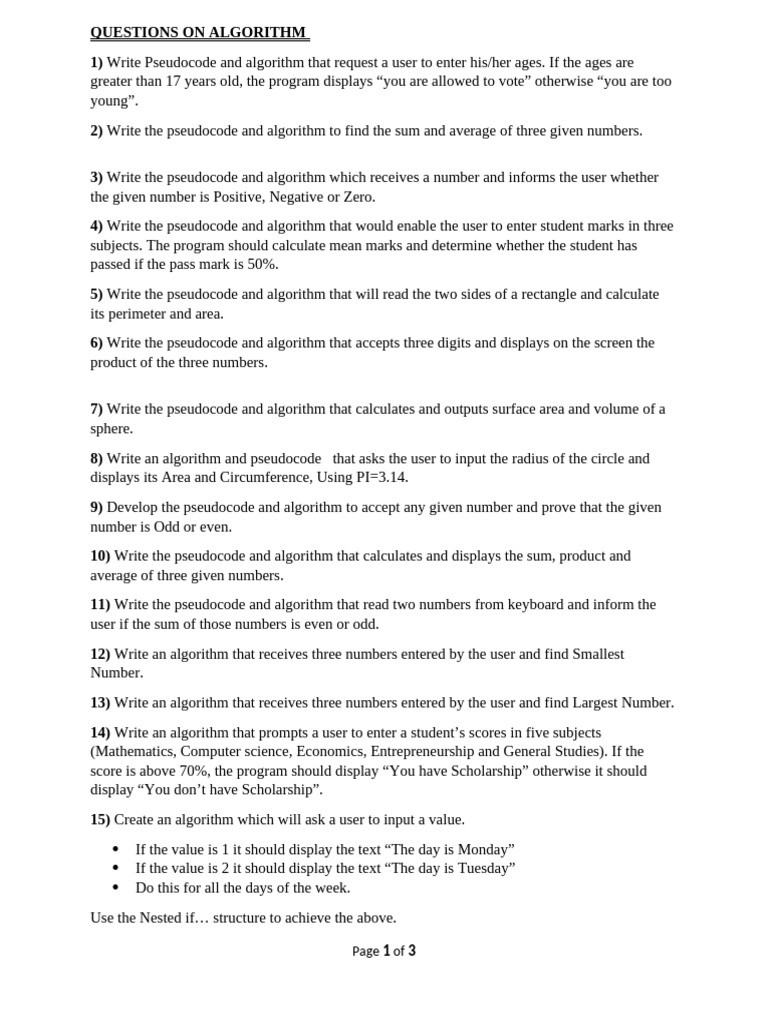 s4 Questions On Algorithm | PDF | Area | Algorithms