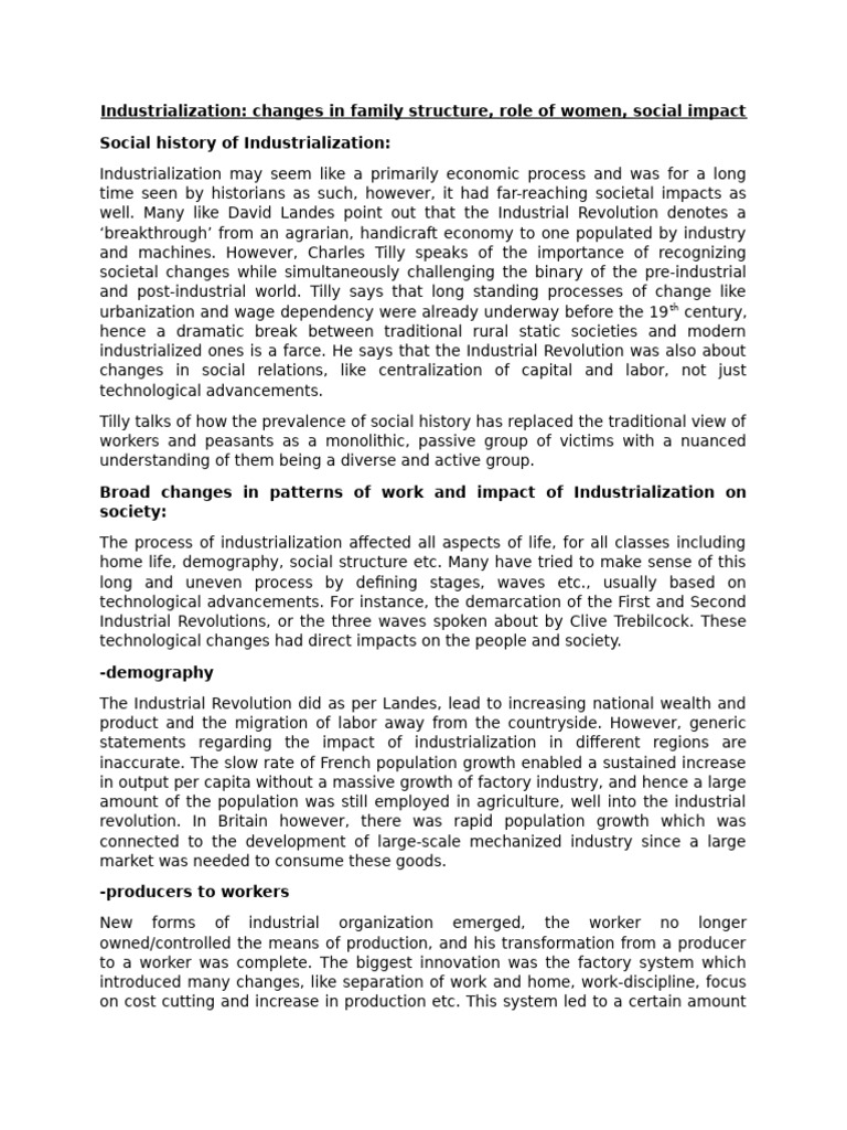 Impact of Industrialization on Families | PDF | Employment | Labour ...
