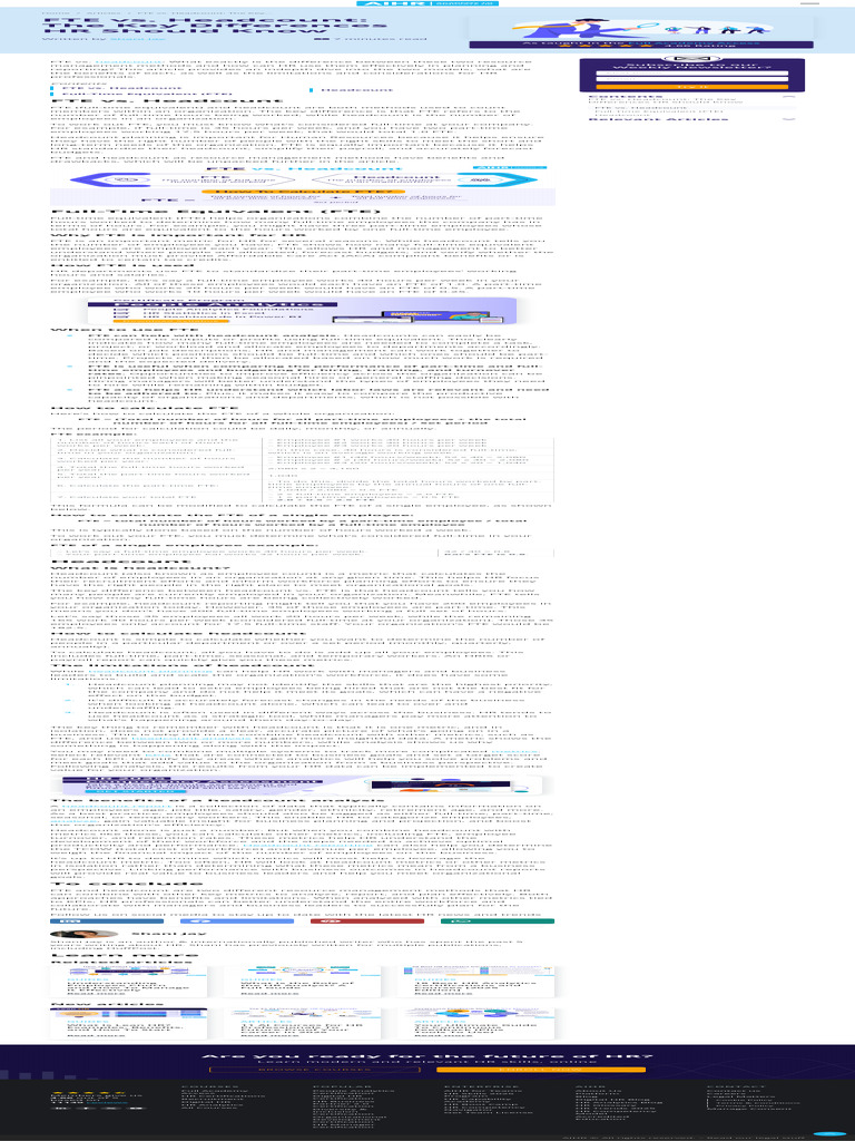 FTE vs. Headcount The Key Differences HR Should Know | PDF ...