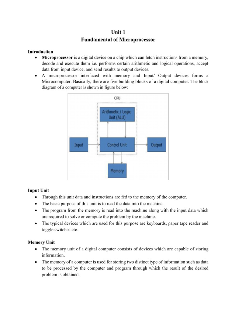 Microprocessor Computer Architecture Notes BCA | PDF