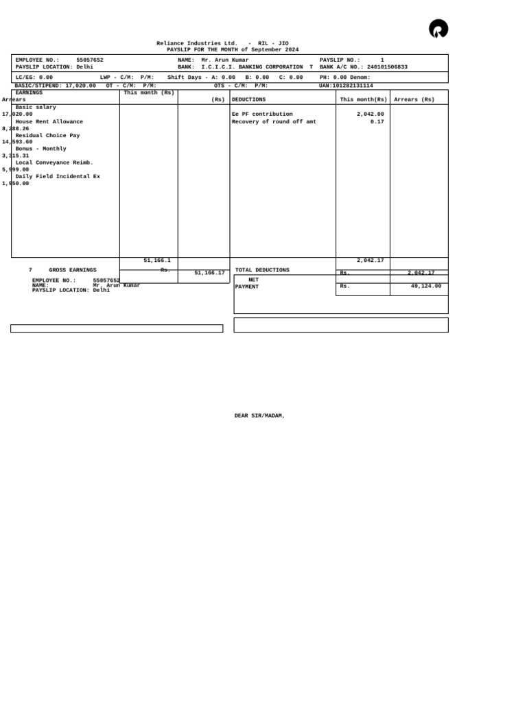 Payslip 202409 | PDF