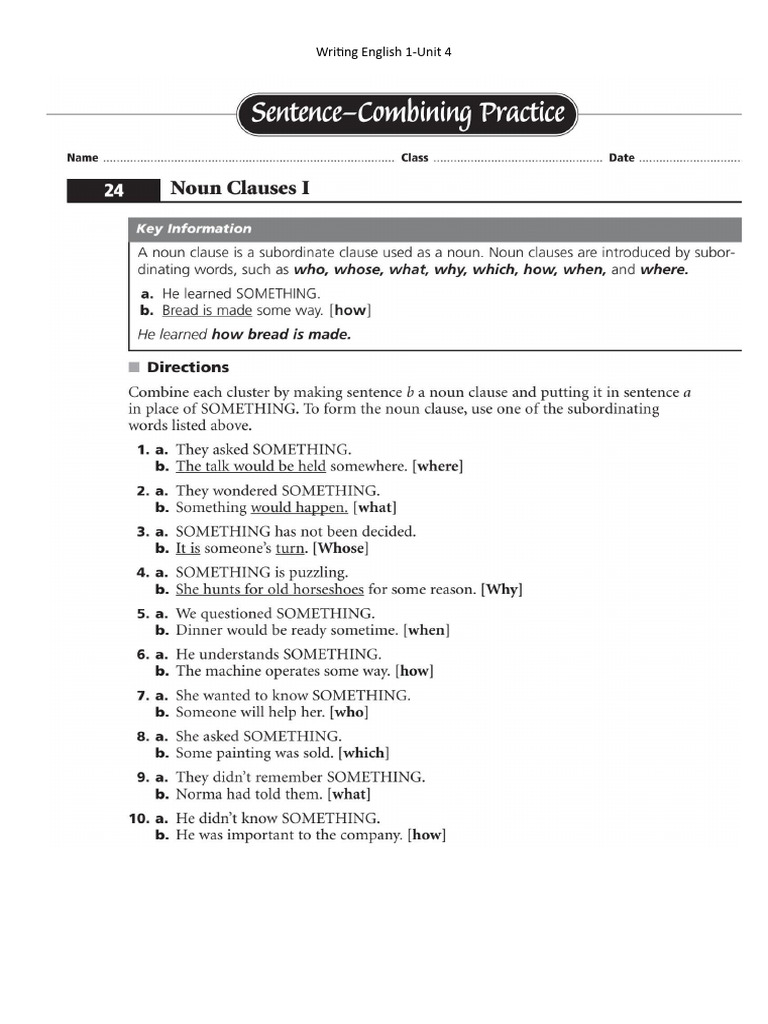 Noun Clauses Exercise | PDF