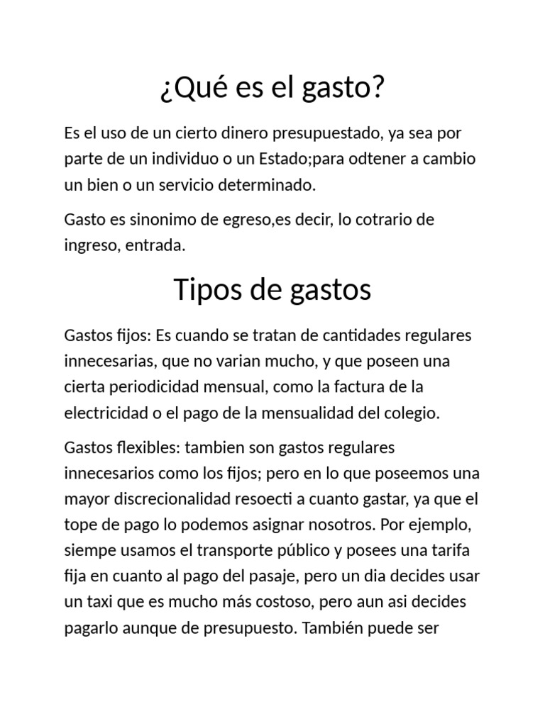 ¿Qué Es El Gasto? | PDF