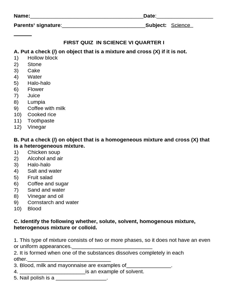 1st Quix Science | PDF