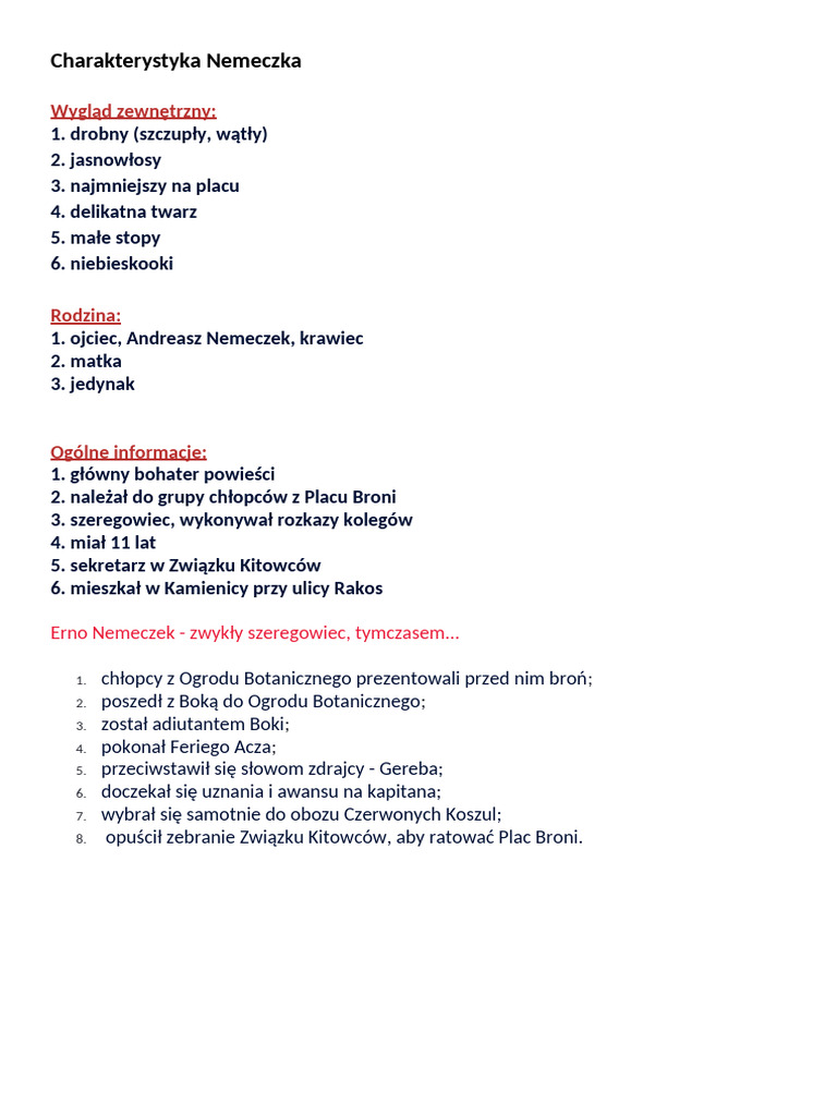 Charakterystyka Nemeczka | PDF