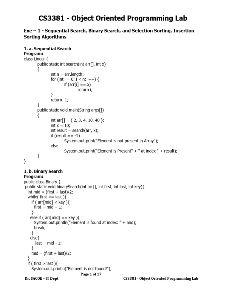 OOPS - All Lab Programs - Print | PDF | Computing | Software Engineering