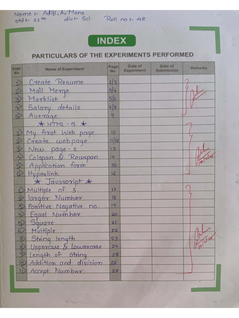 I.T Practice Note Book | PDF