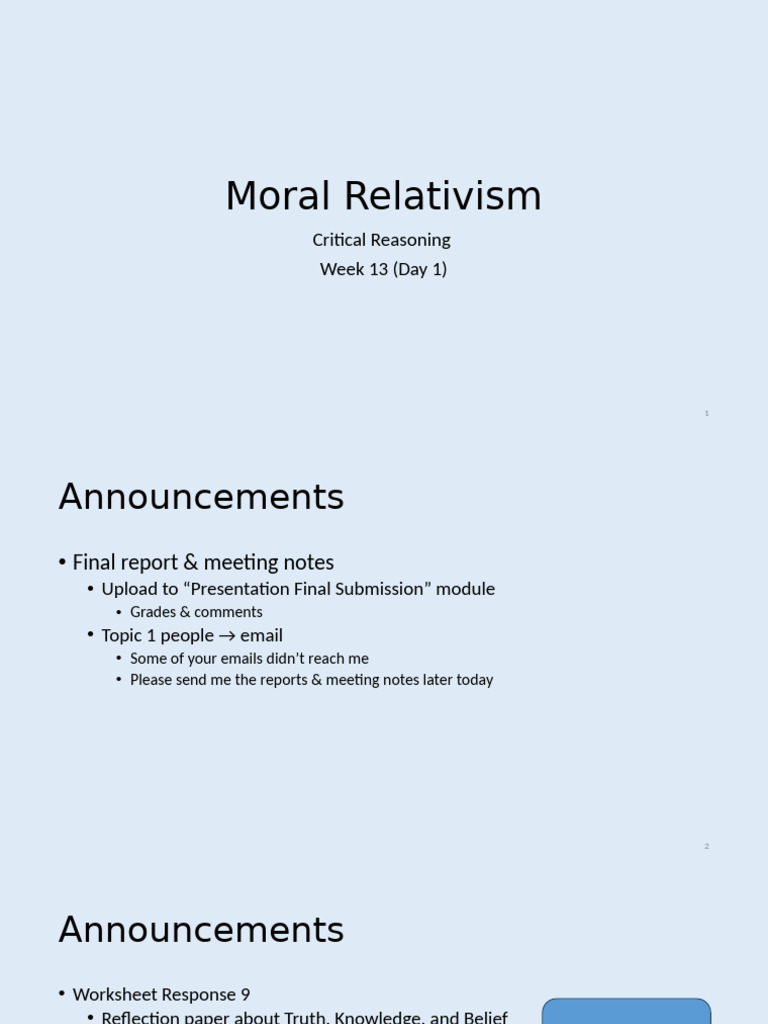[Slides] 19 Moral Relativism | PDF | Relativism | Argument