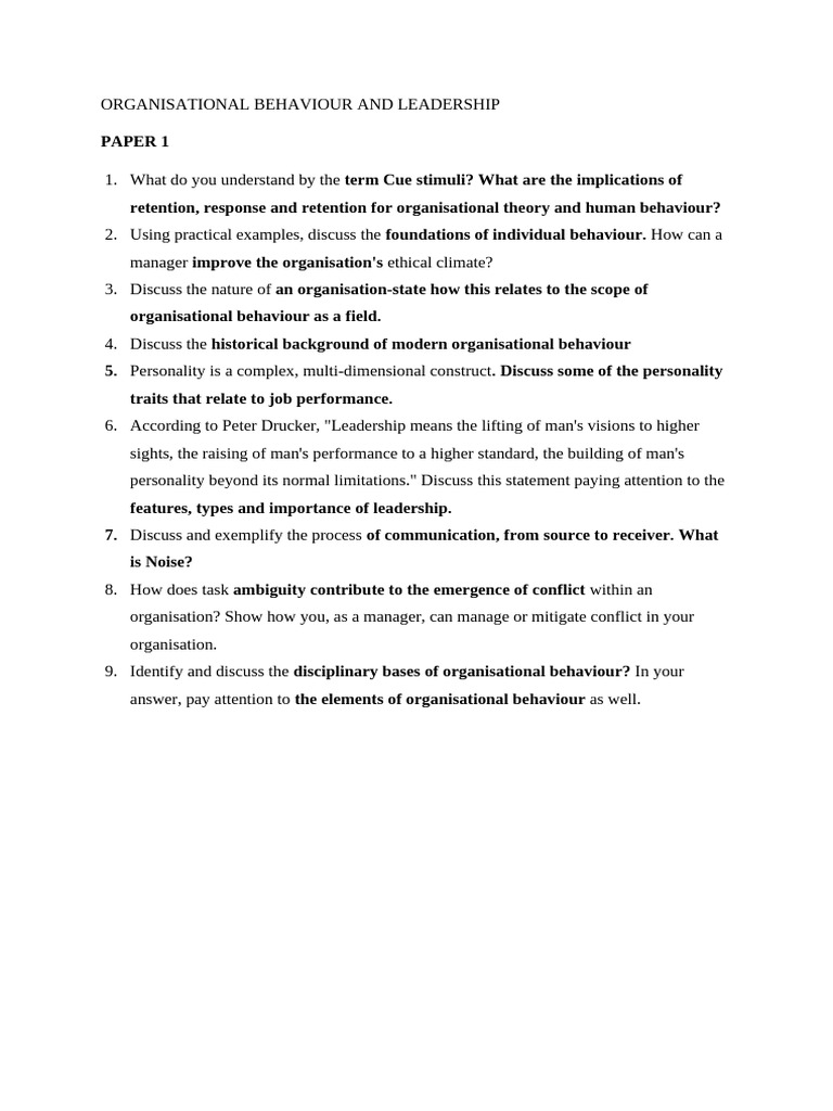 Revision Questions & Answers Ob | PDF | Leadership | Reinforcement