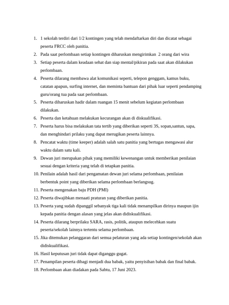 Juklak Juknis Wayang FRCC | PDF