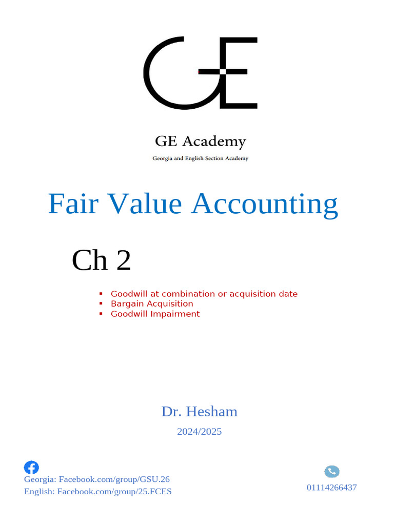 CH 2 - Fair Value - DR Hesham | PDF | Goodwill (Accounting) | Book Value