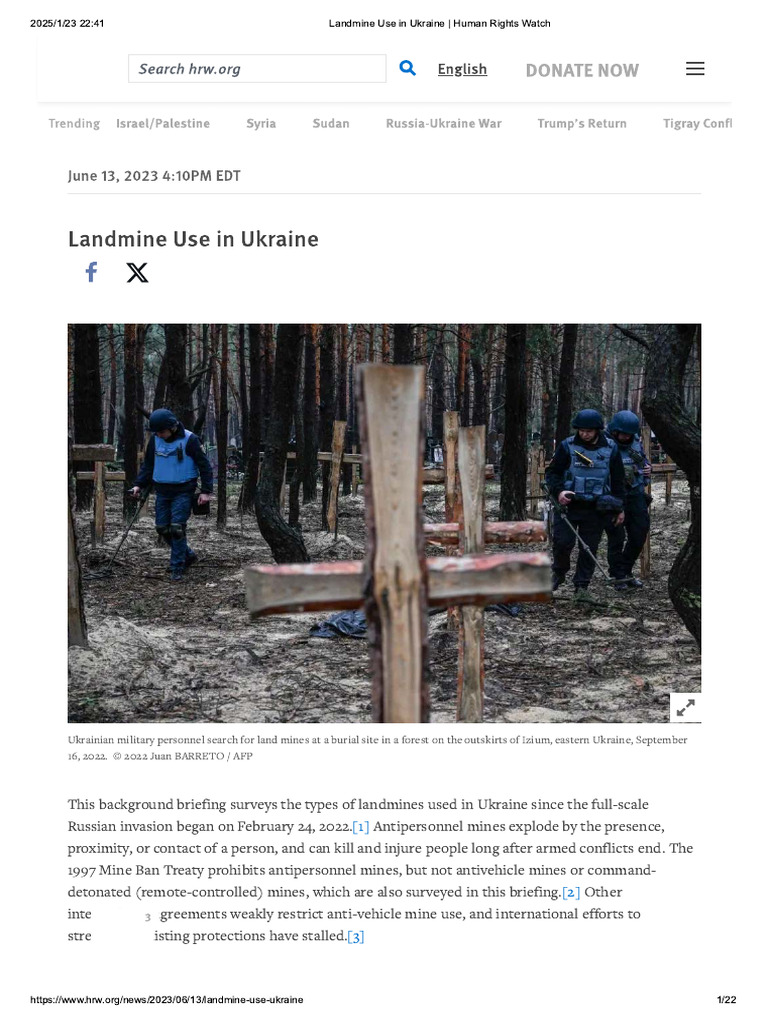 Landmine Use in Ukraine - Human Rights Watch | PDF