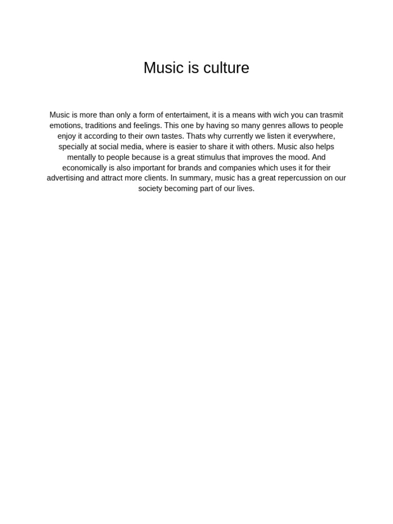 Music Is Culture | PDF