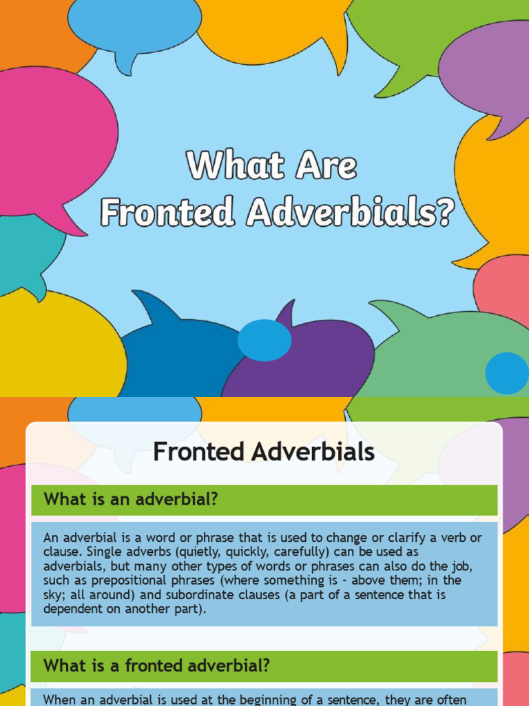 Understanding Fronted Adverbials | PDF | Adverb | Semantic Units