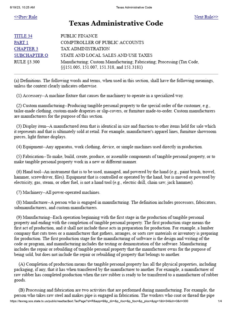 Texas Sales Tax on Manufacturing Rules | PDF | Tax Exemption | Taxes
