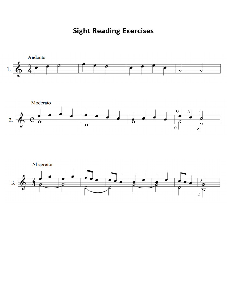 Sight Reading Exercises | PDF