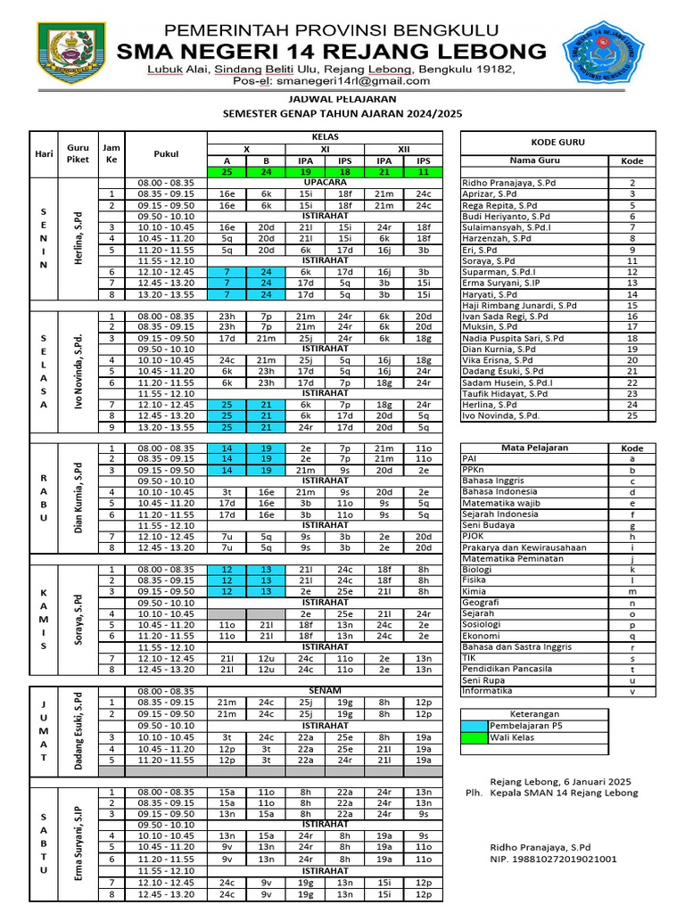 Jadwal Genap 2024-2025-1 | PDF