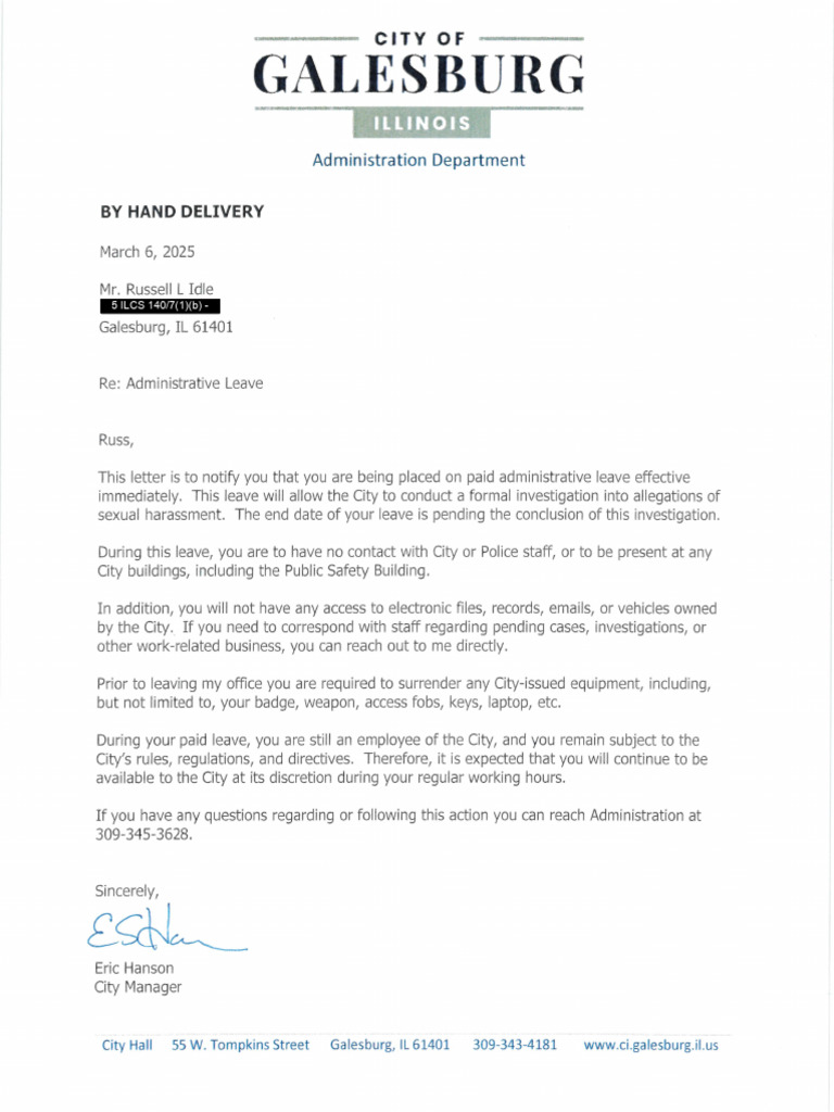 Idle Administrative Leave Notice-Redacted | PDF