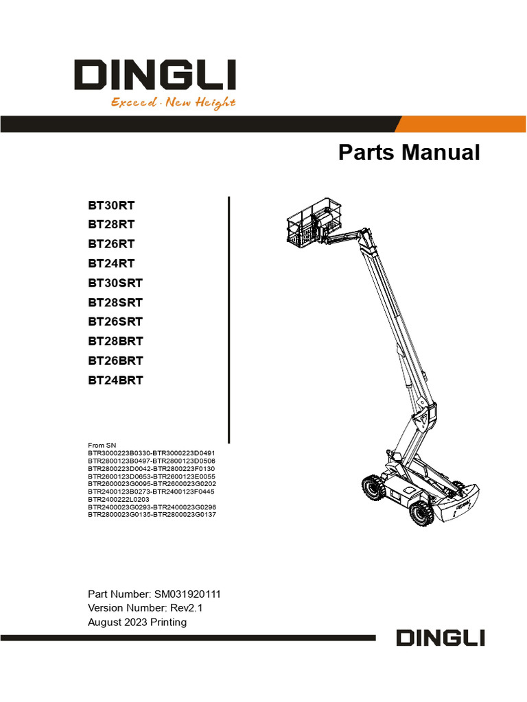 BT24 26 28 30RT SRT BRT SM031920111 - Rev2.1 Parts Manual | PDF ...